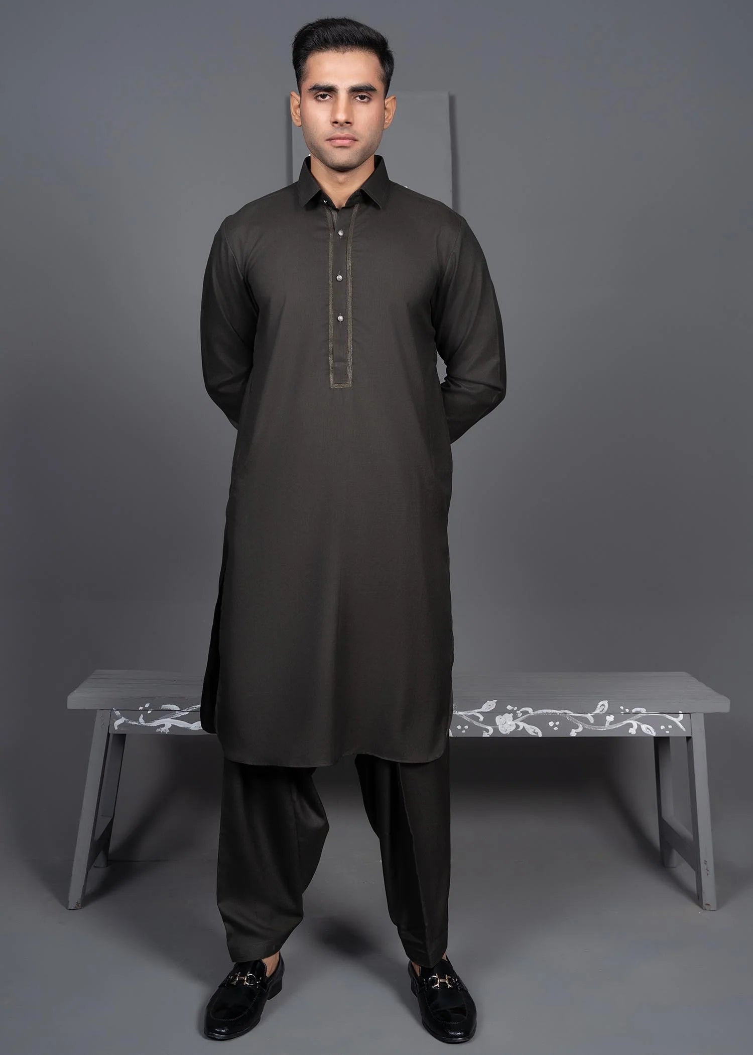 Black Boski Shalwar kameez - Best Unstitched Fabrics in Pakistan
